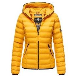 Steppjacke Navahoo "Neevia", Damen, Gr. XL (42), gelb, Obermaterial: 100% Nylon, figurbetont h&uuml;ftlang, &Auml;rmel ohne &Auml;rmelschlitz elastischer Bund kontrastfarben, Jacken Steppjacke, modische Damen &Uuml;bergangsjacke mit Kapuze