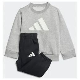 Trainingsanzug Adidas SPORTSWEAR "ESSENTIALS KIDS", M&auml;dchen, Gr. 68, grau (medium grau heather, wei&szlig;), Obermaterial: 70% Baumwolle, 30% Polyester, Sportanz&uuml;ge Trainingsanzug