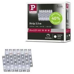 Paulmann LED-Streifen "MaxLED 500 LED Strip Neutralwei&szlig; Einzelstripe", silber (silberfarben), Dioden 160 Stk., Gesamtl&auml;nge 2,5m, Lichterketten, LED-Streifen