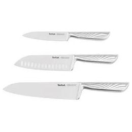 Messer-Set Tefal "Precision f&uuml;r perfekte Schnitte bei jeder Zutat", grau (edelstahl), Edelstahl, Kochmesser-Sets, hohe Schnittpr&auml;zision, langlebig, ergonomischer Griff, Wellenmuster
