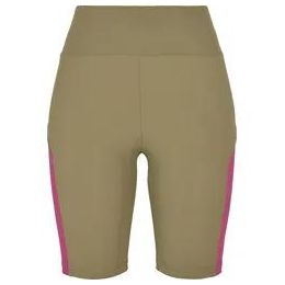 Radlerhose Urban Classics "Urban Classics Damen Ladies Color Block Cycle Shorts", Damen, Gr. XXL, US-Gr&ouml;&szlig;en, khaki, brightviolet, 80% Polyimid, 20% Elasthan, skinny fit, Hosen Radlerhose