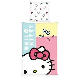 Bettw&auml;sche Hello Kitty "Hello Kitty", rosa (wei&szlig;, rosa), B/L: 135cm x 200cm, 1 Stk., 1 Stk., Renforc&eacute;, B/L: 80cm x 80cm, 2 Stk., Renforc&eacute;, Obermaterial: 100% Baumwolle, Bettw&auml;sche, Bettw&auml;sche, Wendebettw&auml;sche