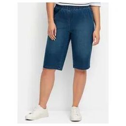 Jeansbermudas sheego, Damen, Gr. 46, Normalgr&ouml;&szlig;en, blau (blau denim), 81% Baumwolle, 17% Polyester, 2% Elasthan, unifarben, kurz, Jeans