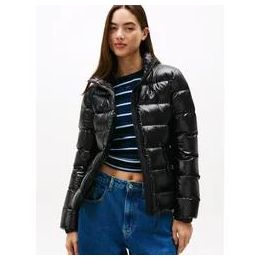 Tommy Hilfiger Steppjacke TOMMY JEANS "TJW SLIM ZIP PRINT DOWN JACKET", Damen, Gr. XS (34), schwarz, Web, Obermaterial: 100% Nylon, slim fit, elastischer Bund, Jacken Steppjacke
