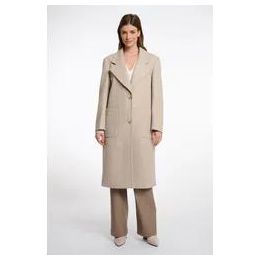 Rino & Pelle Langmantel RINO & PELLE "CECILE", Damen, Gr. 40, beige (birch melange), Web, Obermaterial: 100% Polyester. Futter: 58% Polyester, 42% Viskose, unifarben, regular fit kniebedeckend, gerader Abschluss, M&auml;ntel, mit Revers Kragen