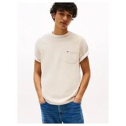T-Shirt Tommy Hilfiger "ESSENTIAL SOLID POCKET TEE", Herren, Gr. XL, beige (newsprint), Single Jersey, Obermaterial: 100% Baumwolle, regular fit, Rundhals, Shirts T-Shirt
