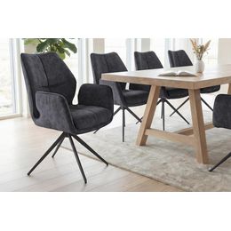 Riess Ambiente Drehbarer Design Stuhl CONCORD dunkelgrau Samt Taschenfederkern Metallgestell schwarz Polsterstuhl Riess-Ambiente Esszimmerstuhl K&uuml;chenstuhl...