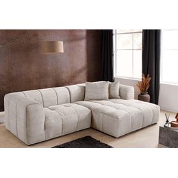 Riess Ambiente Modernes Sofa ZERO GRAVITY 240cm beige Cord 3-Sitzer Couch Riess-Ambiente L-Form Wohnzimmer