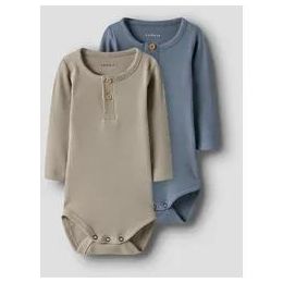 Langarmbody name it "NBMKAB 2P LS BODY NOOS", Jungen, Gr. 92, N-Gr, troposphere pack:pure cashmere, Jersey, Obermaterial: 57% Baumwolle, 38% Modal, 5% Elasthan, unifarben, regular fit, Rundhals, Bodys