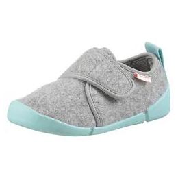 Hausschuh Superfit "VENTI WMS: Weit", M&auml;dchen, Gr. 33, hellgrau, mint, Wolle, meliert, Schuhe Hausschuh, Kindergartenschuh mit Schurwolle, Gr&ouml;&szlig;enschablone zum Download