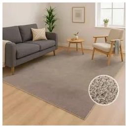 Teppich Carpet City "CALMA 200", braun, B:160cm H:14mm L:220cm, Obermaterial: 100% Polyester, Teppiche, Teppich, Kurzflor, Waschbar, Anti-Rutsch, ideal f&uuml;r Wohnzimmer, Schlafzimmer
