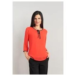 Chiffonbluse Seidel Moden "Exklusiv bei OTTO", Damen, Gr. 46, rot, Web, Obermaterial: 100% Polyester. Obermaterial 2: 95% Viskose, 5% Elasthan, unifarben mit Farbeins&auml;tzen, normal Po-bedeckend, Rundhals, gerader Abschluss, Blusen Chiffonbluse, in eleganter 2 in 1 Optik - MADE IN GERMANY