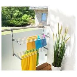 Balkonw&auml;schetrockner Ruco, grau (aluminiumfarben), B:54cm H:25cm T:42cm, Kunststoff, W&auml;schest&auml;nder, Aluminium/Kunststoff, 2 klappbare B&ouml;den