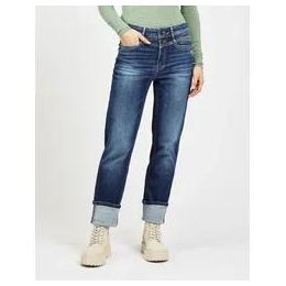 Straight-Jeans Gang "94STACY", Damen, Gr. 28, N-Gr, dunkelblau cross hatch, Denim/Jeans, Obermaterial: 93% Baumwolle, 5% Polyester, 2% Elasthan, regular fit lang, Jeans Straight-Jeans, mit zus&auml;tzlicher Passe vorn