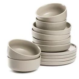 Geschirr-Set Leonardo "Teller Set ROMA, Geschirrset, 12-teilig", beige, 12 Stk., Keramik, Geschirr-Sets, Geschirr-Set, Service, sp&uuml;lmaschinengeeignet
