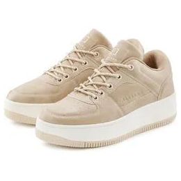 Sneaker ELBSAND "Schn&uuml;rschuh, Freizeitschuh, Halbschuh, Schn&uuml;rhalbschuh, Turnschuh", Herren, Gr. 40, beige, Obermaterial: 100% Lederimitat. Decksohle: 100% Textilmaterial. Futter: 100% Textilmaterial. Laufsohle: 100% Synthetik, clean, unifarben, Schuhe Sneaker, mit modischer Plateausohle, Topseller