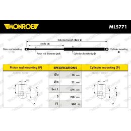 Monroe Gasfeder, Koffer-/Laderaum 11356525 f&uuml;r Ford