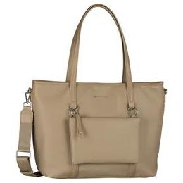 Shopper Tom Tailor "Jamila", Damen, Gr. B/H/T: 43,5cm x 32cm x 13cm, beige (natur), Polyurethan, clean, gepflegt, unifarben, Taschen Shopper, ein Platzwunder mit 2-in1-Funktion aus fein genarbtem Lederimtiat