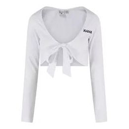 T-Shirt Karl Kani "Karl Kani Damen KW241-045-1 Karl Kani Chest Retro Knot Bolero", Damen, Gr. XXS, wei&szlig;, 95% Baumwolle, 5% Elasthan, slim fit, Balconnet, Shirts T-Shirt