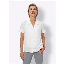 Kurzarmbluse Classic Basics, Damen, Gr. 46, wei&szlig;, 100% Polyester, unifarben, V-Ausschnitt, Blusen