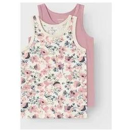 Unterhemd name it "NMFTANK TOP 2P NOSTALGIA FLOWER NOOS", M&auml;dchen, Gr. 86, 2 Stk., N-Gr, rosa (nostalgia rose), Jersey, Obermaterial: 95% Baumwolle, 5% Elasthan, bedruckt, normal, Rundhals, Unterhemden Unterhemd