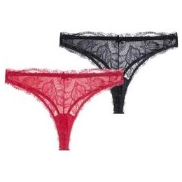 Tanga Dorina "Perfect Lace", Damen, Gr. L, rot, schwarz, Spitze, Obermaterial: 90% Polyamid, 10% Elasthan, eng, Unterhosen Tanga, aus federleichter Spitze, hochgeschnitten