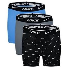 Boxershorts Nike SPORTSWEAR "PRINTED EVERYDAY COTTON 3PK BOXER BRIEF - f&uuml;r Kinder", Jungen, Gr. XL (164/170/176), 3 Stk., blau (blau, grau, schwarz), Jersey, Obermaterial: 95% Baumwolle, 5% Elasthan, unifarben, Unterhosen, aus Baumwolle und Elasthan, dreierpack, strapazierf&auml;hig