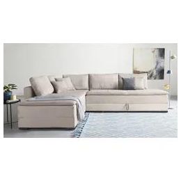 Ecksofa Home Affaire "Night & Day L-Form, B: 321 cm, mit Dauer-Schlaffunktion 180x200 cm", beige, B:321cm T:218cm, 100% Polyester, Sofas, Ecksofa, Bettfunktion, Bettkasten, Topper & 3 Zierkissen, Boxspringbett in Cord, Topseller