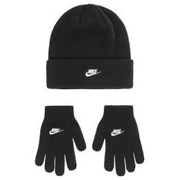 Beanie Nike SPORTSWEAR "und Handschuhe Set NAN FUTURA BEANIE/GLOVE SET", Jungen, schwarz, Strick, Kunstfaser, M&uuml;tzen Beanie, aus Polyacryl, Polyester und Elasthan, f&uuml;r Kinder