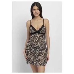 Neglig&eacute; Dorina "Origins Print", Damen, Gr. XXL, N-Gr, schwarz, Spitze, Obermaterial: 84% Polyester, 13% Polyamid, 3% Elasthan, unifarben, bequem ca. Mitte Oberschenkel, tiefer V-Ausschnitt, Kleider Neglig&eacute;, Spitze am Ausschnitt und als Unterbrustband, Spaghettitr&auml;ger