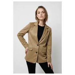 Lederimitatjacke Only "ONLTULIP FAUX SUEDE BLAZER CC OTW", Damen, Gr. L, cognac, Web, Obermaterial: 90% Polyester, 10% Elasthan, unifarben, normal, V-Ausschnitt, Jacken, aus Wildlederimitat