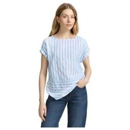 Shirtbluse Tom Tailor, Damen, Gr. 34, blau (sanftes wei&szlig; blau vertical stripe), Obermaterial: 100% Viskose, gestreift, loose fit Po-bedeckend, Rundhals, Blusen, mit Streifen Muster