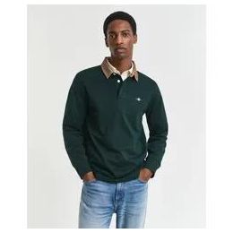 Langarm-Poloshirt Gant "CORD COLLAR HEAVY RUGGER", Herren, Gr. S, gr&uuml;n (tartan gr&uuml;n), Jersey, Obermaterial: 100% Baumwolle, regular fit, Rippb&uuml;ndchen, Shirts, Cordkragen, regular fit, seitliche Saumschlitze