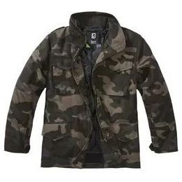Parka BRANDIT "Brandit Herren Kids M65 Standard Jacket", Jungen, Gr. 122/128, gr&uuml;n (schwarzcamo), 100% Polyester, unifarben, normal, amerikanischer Ausschnitt, Jacken Parka
