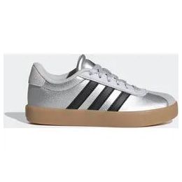 Sneaker Adidas SPORTSWEAR "VL COURT 3.0", Kinder, Gr. 36, silber metallic, core schwarz, lgh solid grau, Leder, Synthetik, Schuhe Sneaker, inspiriert vom Design des Adidas samba, f&uuml;r Kinder