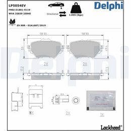 DELPHI Bremsbelagsatz, Scheibenbremse lp5054ev f&uuml;r DS Vaughall