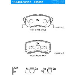 ATE Bremsbelagsatz, Scheibenbremse 13046058522 f&uuml;r DAIHATSU