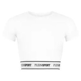 T-Shirt Plein Sport "Fleece Cropped T-Shirt", Damen, Gr. XS, 01, wei&szlig;, Obermaterial: 69% Polyamid, 31% Elasthan, Shirts T-Shirt