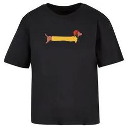 T-Shirt Merchcode "Merchcode Ladies Christmas Dog Tee", Damen, Gr. L, schwarz, 100% Baumwolle, bedruckt, oversize, Rundhals, Shirts T-Shirt