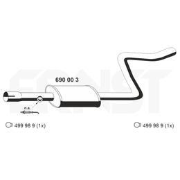 Ernst Mittelschalld&auml;mpfer 690003 f&uuml;r MITSUBISHI SMART