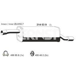 Ernst Endschalld&auml;mpfer 314039 hinten f&uuml;r Ford