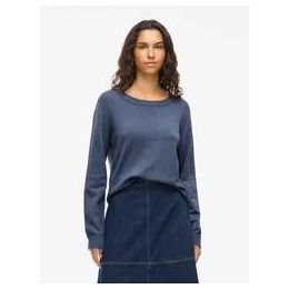 Rundhalspullover Vila "VIRIL O-NECK L/S KNIT TOP - NOOS", Damen, Gr. XL, vintage indigo detail:schwarz melange, Feinstrick, Obermaterial: 50% Viskose, 27% Nylon, 23% Polyester, meliert, regular fit normal, Rundhals, Rippb&uuml;ndchen, Pullover Rundhalspullover, Viskosemischung, regular fit