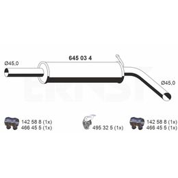 Ernst Mittelschalld&auml;mpfer 645034 f&uuml;r SEAT VAG
