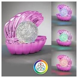 Trio REALITY LEUCHTEN LED Tischleuchte "SHELLY, Deko Tischlampe in Muschelform mit RGB Farbwechsel, 0,8W 15Lm", rosa, 1, H: 14,5cm, 1 Stk., Leuchten, Muschel Tischlampe mit Glitzerkugel und Farbwechsel inkl USB-Ladekabel, LED Tischleuchte