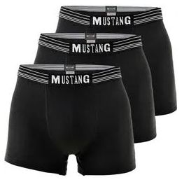 Boxershorts Mustang "Boxershort Retroshorts True Denim 3er Pack 3er Pack", Herren, Gr. XL, schwarz (schwarz, schwarz, schwarz), Obermaterial: 95% Baumwolle CO. 5% Elasthan EL., Unterhosen