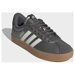 Sneaker Adidas SPORTSWEAR "VL COURT 3.0", Damen, Gr. 40,5, iron metallic, core wei&szlig;, grau five, Leder, Synthetik, Schuhe Sneaker, inspiriert vom Design des Adidas samba, Topseller
