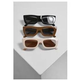 Sonnenbrille Urban Classics "Urban Classics Unisex Sunglasses Sanremo 3-Pack", Damen, schwarz, toffee, sandwei&szlig;, Sonnenbrillen Sonnenbrille