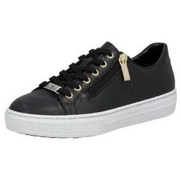 Sneaker Rieker, Damen, Gr. 40, schwarz, Leder, unifarben, Schuhe Sneaker, mit Memosoft-Innensohle, Freizeitschuh, Halbschuh, Schn&uuml;rschuh, Topseller