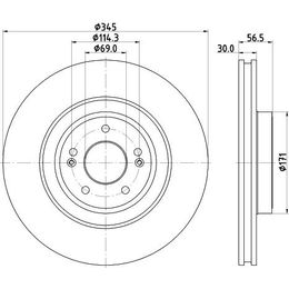 Hella Bremsscheibe 8dd355132651 345mm 30mm f&uuml;r KIA