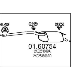 MTS MARKENTECHNIKSERVICEGMBH & CO. KG MTS Endschalld&auml;mpfer 0160754 f&uuml;r VW
